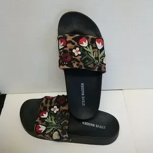 Steve Madden | Shoes | Steve Madden Leopard Print Patch Slides | Poshmark
